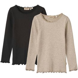 Wheat Langarmshirt &raquo;2 Rib T-Shirt L/S Reese&laquo; Packung, 2 Stk. gravel melange black 128 128 2er-Pack lang&auml;rmlige Rippen-T-Shirts aus einer weichen...
