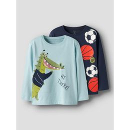 name it T-Shirt &raquo;NMMKINGSTON 2P LS NREG TOP PB&laquo; Packung, 2 Stk. Sterling Blue Pack:PACK W MOOD INDIGO 104 104 Shirt von name it f&uuml;r Jungen