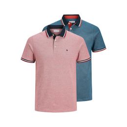 Jack & Jones Jack & Jones Herren Poloshirt &raquo;JJEPAULOS im Doppelpack mit Logostickerei und Komfort&laquo; Packung, 2er-Pack, 2 Stk. unifarben mit Farbeinsatz, modisch, 