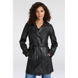 Mauritius Damen Ledermantel &raquo;GWTaresa&laquo; mit Bindeg&uuml;rtel, 2 Leder-Trenchcoat mit Bindeg&uuml;rtel schwarz 38M Trachtenmode