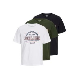 Jack & Jones JACK & JONES Rundhalsshirt &raquo;JJELOGO TEE SS O-NECK 2 COL AW24 3PK MP&laquo; Packung, 3 Stk. Kombu Green Pack:W. Black+White M M Kurzarm-Design: ideal f&uuml;r...