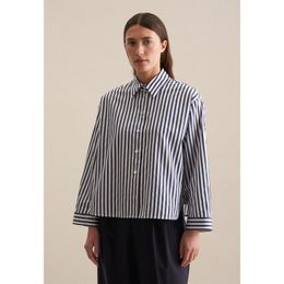 Seidensticker Klassische Bluse Kragen Gestreift dunkelblau 4XL48 4XL48 Passform: Oversized