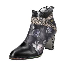 Laura Vita High-Heel-Stiefelette &raquo;Stiefelette Leder/Textil&laquo; Schwarz 40 40 Verschluss: Rei&szlig;verschluss