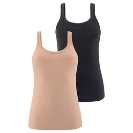 Lascana Unterhemd Packung, 2 Stk. "Perfect Basics" aus elastischer Baumwolle, Tanktop, Unterziehshirt sand, schwarz 32/34 - 2 Stk. 2 Stk. 32/34...