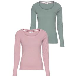 Kangaroos Damen Kangaroos Langarmshirt Packung, 2er-Pack, 2 Stk. Langarm, unifarben oder meliert, Rundhalsausschnitt rosa 36/38