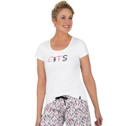 TRIGEMA T-Shirt &raquo;Schlafshirt mit Cats-Schriftzug&laquo; 1 Stk. weiss M M Single-Jersey