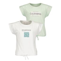 Blue Seven T-Shirt &raquo;Teenager M&auml;dchen T-Shirts&laquo; 2 Stk. M01 - WEISS + SEA 176 176 M&auml;dchen T-Shirts mit coolem Druck