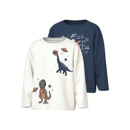 name it Langarmshirt &raquo;NMMVICTOR 2P LS NREG TOP&laquo; Packung, 2 Stk. Insignia Blue Pack:Cloud Dancer 92 92 Bedruckt mit ansprechenden Motiven, die...