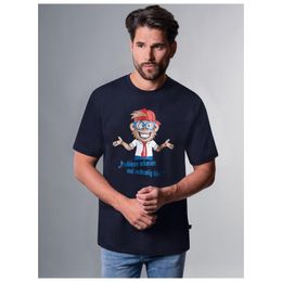 TRIGEMA Damen T-Shirt &raquo;TRIGEMA Spruch Shirt mit lustigem Affen-Print&laquo; 1 Stk. blau XS