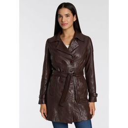 Mauritius Ledermantel »GWTaresa« mit Bindegürtel, 2 Stk. Leder-Trenchcoat mit Bindegürtel braun 42 (XL)