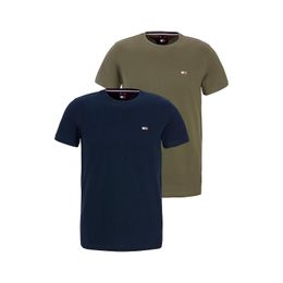 Tommy Jeans PLUS T-Shirt &raquo;TJM XSLIM 2PACK JERSEY TEE EXT&laquo; Packung, 2 Stk. Markenstickerei fatigue green/ dark night navy 5XL 5XL 2er Pack...