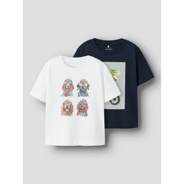 name it T-Shirt »NMMVOTO 2P SS NREG TOP« Packung, 2 Stk. Bright White Pack:Navy Blazer/Dino Bike 92 92 Shirt von name it für Jungen