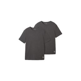 Tom Tailor Kurzarmshirt Packung, 2 Stk. mit Logo-Print dark grey L L 2er Pack Shirts von Tom Tailor