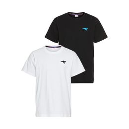 Kangaroos T-Shirt &raquo;2er Pack T-Shirts mit kleiner Stickerei&laquo; Packung, 2, 2 Stk., 2 T-Shirts mit Stickerei schwarz + wei&szlig; 176/182 176/182 T-Shirt im...