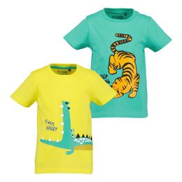 Blue Seven T-Shirt &raquo;Jungen T-Shirts&laquo; 2 Stk. M01 - GELB+LAGUNE 122 122 Coole Jungen T-Shirts mit Tier-Drucken