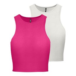 Only Crop-Top &raquo;ONLBELIA S/L CROP TOP CS JRS 2PACK&laquo; Packung, 2 Stk. Fuchsia Fedora Pack:Cloud dancer XS (34) XS (34) Doppelpackung Tops von Only