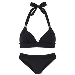 Lascana Damen Lascana Triangel-Bikini &raquo;Toni&laquo; Set, mit goldfarbenen Accessoires schwarz 38, Cup C