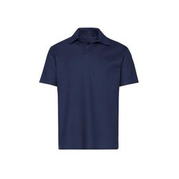 TRIGEMA Damen Poloshirt &raquo;TRIGEMA Oversized Poloshirt ohne Knopfleiste in Waffeloptik&laquo; 1 Stk. blau L