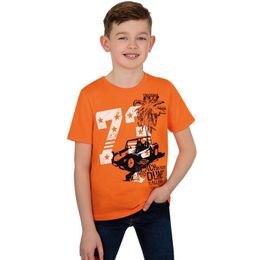 TRIGEMA T-Shirt &raquo;T-Shirt mit jugendlichem Motiv f&uuml;r Jungen&laquo; 1 Stk. mandarine 128 128 Single-Jersey