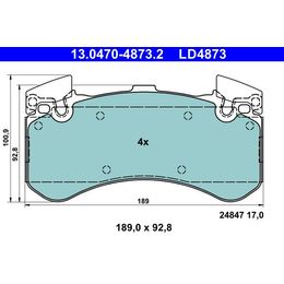 ATE Bremsbelagsatz, Scheibenbremse 13.0470-4873.2 vorne rechts links f&uuml;r VAG 4G0698151F 4H0698151F 4H6698151
