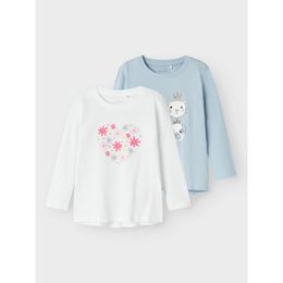name it Langarmshirt &raquo;NMFVIOLET 2P LS LOOSE TOP&laquo; Packung, 2 Stk. Subdued Blue 110 110 Bequemer Rundhalsausschnitt, ideal f&uuml;r einfaches An- und...