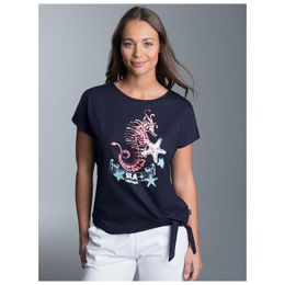 TRIGEMA Damen T-Shirt &raquo;TRIGEMA T-Shirt mit Seepferdchen-Printmotiv&laquo; 1 Stk. blau S