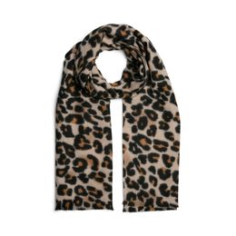 Schal Pieces "PCJORNA LONG SCARF NOOS BC", Damen, Gr. 1, schwarz (schwarz aop:leo), Web, Kunstfaser, animal-print, bedruckt, Modetücher Schal