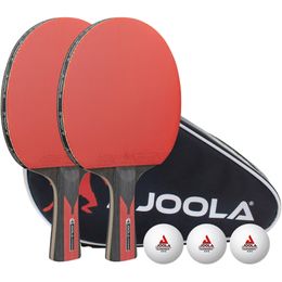 Tischtennisschläger Joola "TT-Set Duo Carbon", bunt (schwarz, rot, weiß), TischtennisschlägerB:168mm L:283mm T:4mm, B:168mm L:283mm T:4mm