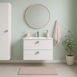 Waschtisch Welltime, B:81,5cm H:51,8cm T:46cmmatt wei&szlig;, Kunststoff, MDF, Waschtische, "Round", FSC-zertifiziert, (2 Breiten: 61/81 cm H/T ca