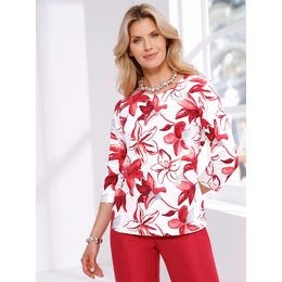 3/4-Arm-Shirt Classic Basics "3/4-Arm-Shirt", Damen, Gr. 40, ecru, rot, bedruckt, 100% Baumwolle, gebl&uuml;mt, gemustert, mehrfarbig, Rundhals, Shirts 3/4-Arm-Shirt