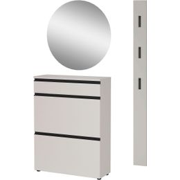 Garderoben-Set Germania "GW-Baldone", kaschmir, gro&szlig;er Spiegel, Glas, Metall, Spanplatte, Kastenm&ouml;bel-Sets, mit gro&szlig;em o. kleinen Spiegel, Tiefe: 30 cm, f&uuml;r schmale Flure