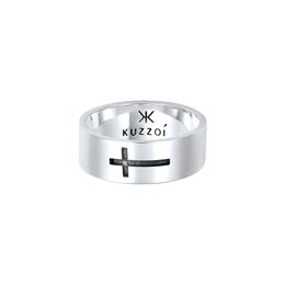 Kuzzoi Ring 'Kreuz' Herren Gr&ouml;&szlig;e 62 schwarz / silber