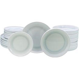 Teller-Set OTTO HOME "modernes Geschirr-Set, Service Lykk", wei&szlig;, ice, 18 Stk., Steinzeug, Geschirr-Sets, hohe Haltbarkeit, sp&uuml;lmaschinen- & mikrowellengeeignet, Reaktivglasur