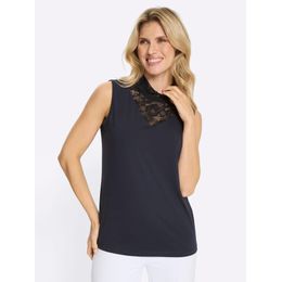 Shirttop Classic Basics, Damen, Gr. 46, marine, 100% Baumwolle, unifarben, V-Ausschnitt, Tops Shirttop
