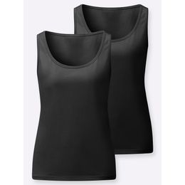 Shirttop Casual Looks, Damen, Gr. 36, schwarz, schwarz, 100% Baumwolle, unifarben, Rundhals, Tops Shirttop