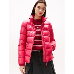 Steppjacke Tommy Jeans "TJW SLIM ZIP PRINT DOWN JACKET", Damen, Gr. S (36), vintage cerise, Web, Obermaterial: 100% Nylon, slim fit, elastischer Bund, Jacken Steppjacke