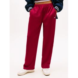 Trainingshose Tommy Jeans "TJW ARCHIVE TRACK PANT", Damen, Gr. L (40), N-Gr, lavish cerise, Web, Obermaterial: 89% Polyester, 11% Elasthan, unifarben mit Farbeinsatz, relaxed fit kn&ouml;chellang, Hosen Trainingshose
