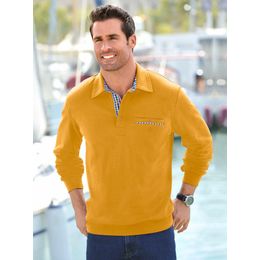 Poloshirt Marco Donati "Langarm-Shirt", Herren, Gr. 52/54, gelb (ocker), 100% Baumwolle, gemustert, kariert, unifarben, ohne Ausschnitt, Shirts
