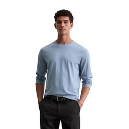 Marc O'Polo Rundhalspullover MARC O'POLO "aus Bio-Baumwoll-Kaschmir-Mix", Herren, Gr. L, meltwater, Obermaterial: 95% Baumwolle, 5% Kaschmir, unifarben, Rundhals, Pullover Rundhalspullover