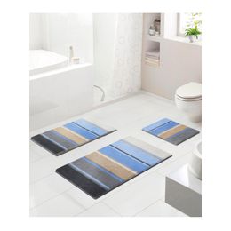 Badematte Grund Gr. 1, blau, taupe, rechteckig (50cm x 60cm ), 1 Stk., Badematten, Badematte