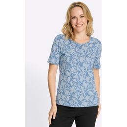 Kurzarmshirt "Kurzarm-Shirt", Damen, Gr. 44, hellgrau, grau, bedruckt, 100% Baumwolle, gebl&uuml;mt, gemustert, mehrfarbig, Rundhals, Shirts