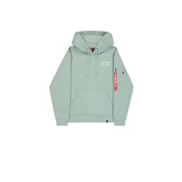 Hoodie Alpha Industries "Backprint Hoodie ", Herren, Gr. L, frost grün, Obermaterial: 80% Baumwolle, 20% Polyester, regular fit, Sweatshirts Hoodie