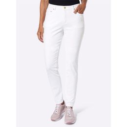 5-Pocket-Jeans Inspirationen, Damen, Gr. 40, Normalgr&ouml;&szlig;en, wei&szlig;, 98% Baumwolle, 2% Elasthan, unifarben, lang, Jeans 5-Pocket-Jeans