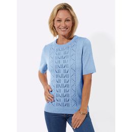 Ajourpullover Classic Basics "Ajour-Pullover", Damen, Gr. 52, himmelblau, 100% Polyacryl, unifarben, Pullover