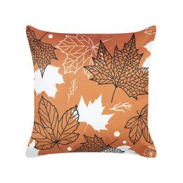 Beliani Dekokissen POINSETTIA in Orange/Weiß/Schwarz - (W) 45 x (H) 10 x (L) 45 cm | Gr.: onesize