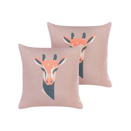 Beliani 2er-Set Dekokissen CANDELABRA in Rosa/Schwarz/Orange | Gr.: onesize