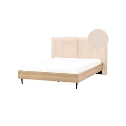 Beliani Doppelbett IZERNORE in Beige/Schwarz/Braun - (W) 187 x (H) 112 x (L) 215 cm | Gr.: onesize