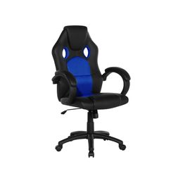 Beliani Gaming Stuhl FIGHTER in Schwarz/Blau - (W) 65 x (H) 108 x (L) 65 cm | Gr.: onesize