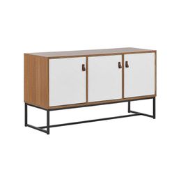 Beliani Sideboard NUEVA in Wei&szlig;/Braun/Schwarz - (W) 112 x (H) 62 x (L) 39 cm | Gr.: onesize