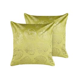 Beliani 2er-Set Dekokissen DELICIOSA in Grün/Gold | Gr.: onesize
